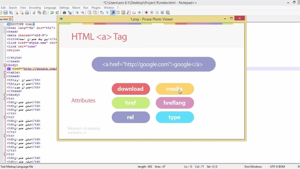 آموزش جامع Html و Css قسمت 9 تگ A بخش سوم نماشا